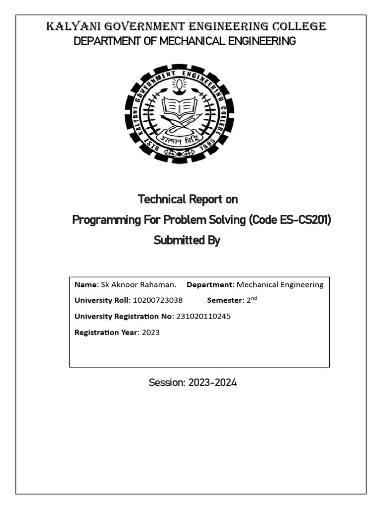 SK Aknoor Rahaman - Es-Cs201 | Download Free PDF | Modular Programming | Computer Programming