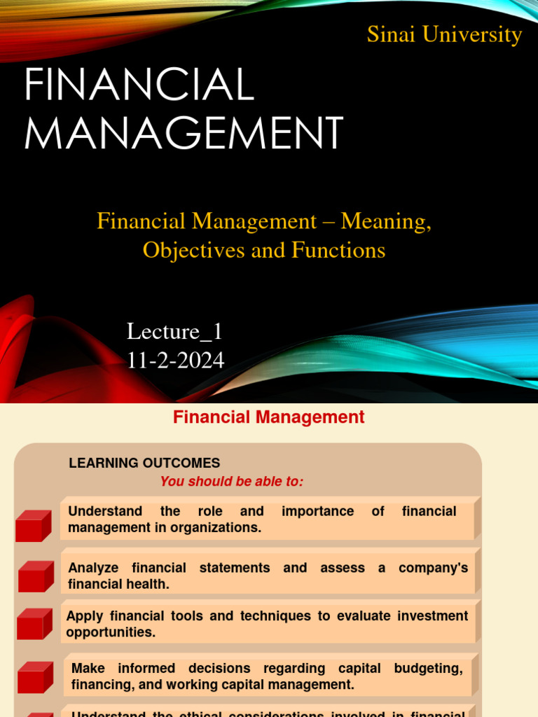 Financial Management - Lecture - 1 | PDF | Investing | Private Sector