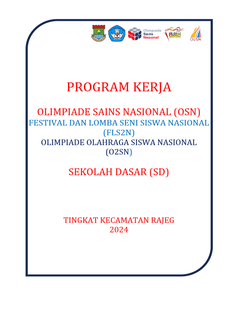 Program Kerja Lomba Osn, O2sn Dan FLSN 2024 | PDF