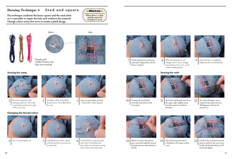 Darning Technique: Seed Stitch Repair Guide | PDF | Sewing | Weaving