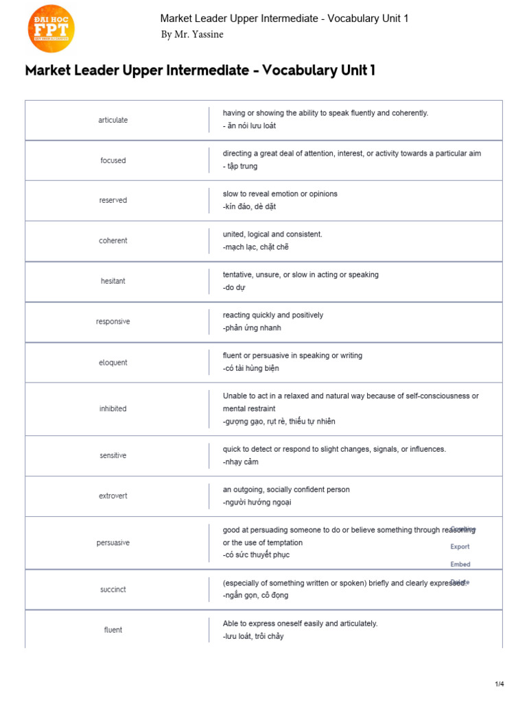 Vocabulary for Market Leader Unit 1 | PDF | Jargon | Human Communication