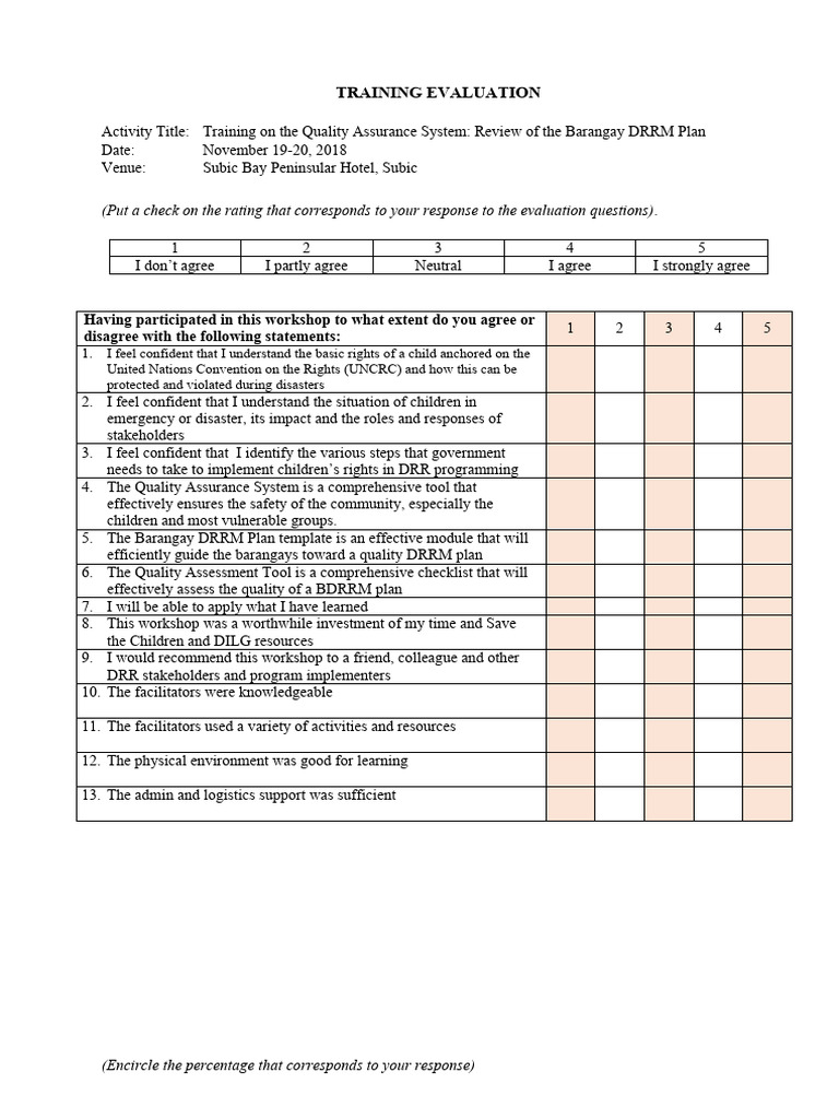 ARC Training Evaluation | PDF | Evaluation | Disaster Risk Reduction