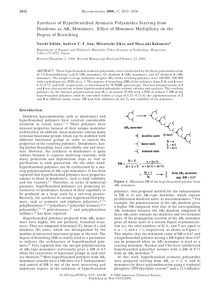ABx Dendrons Effect of Multiplicity | PDF | Polymers | Polymerization