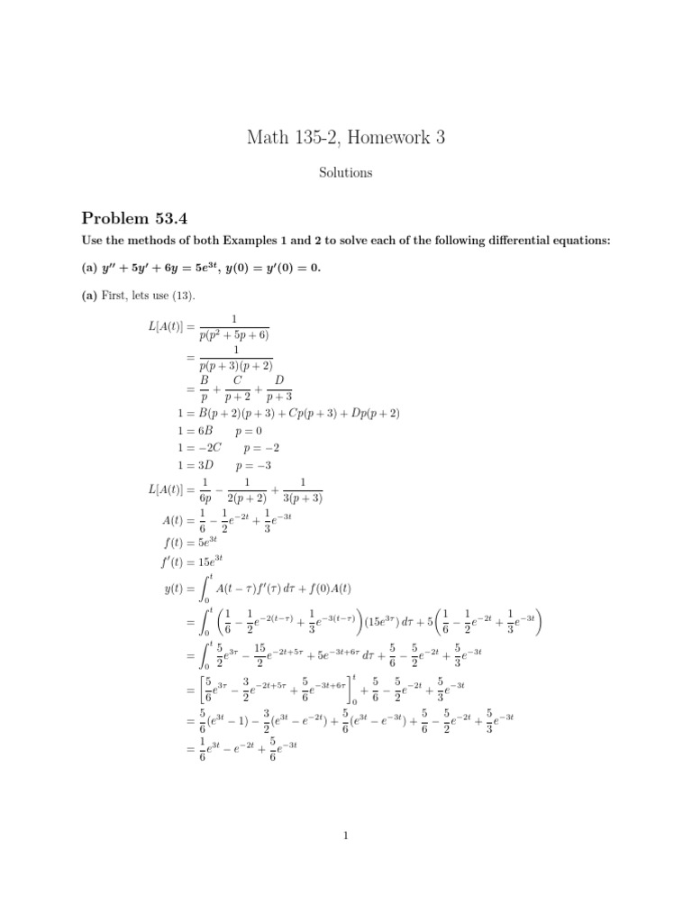 HW 3 Sol | PDF | Ordinary Differential Equation | Mathematical Analysis