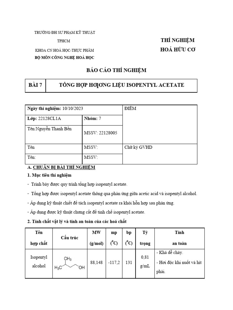 Báo Cáo TNHHC Bài 7 101023 | PDF