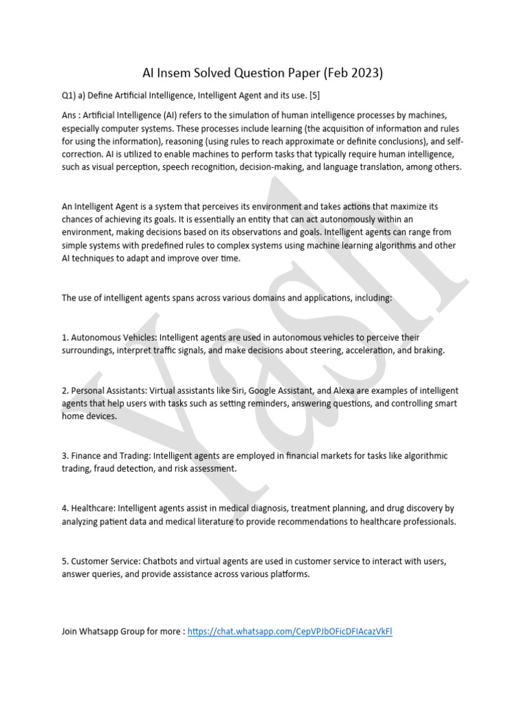 AI Insem Solved Question Paper | PDF | Artificial Intelligence ...