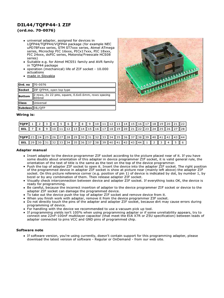 DIL44 TQFP44 1 TIF 70 0076 Adapter Manual | Download Free PDF ...