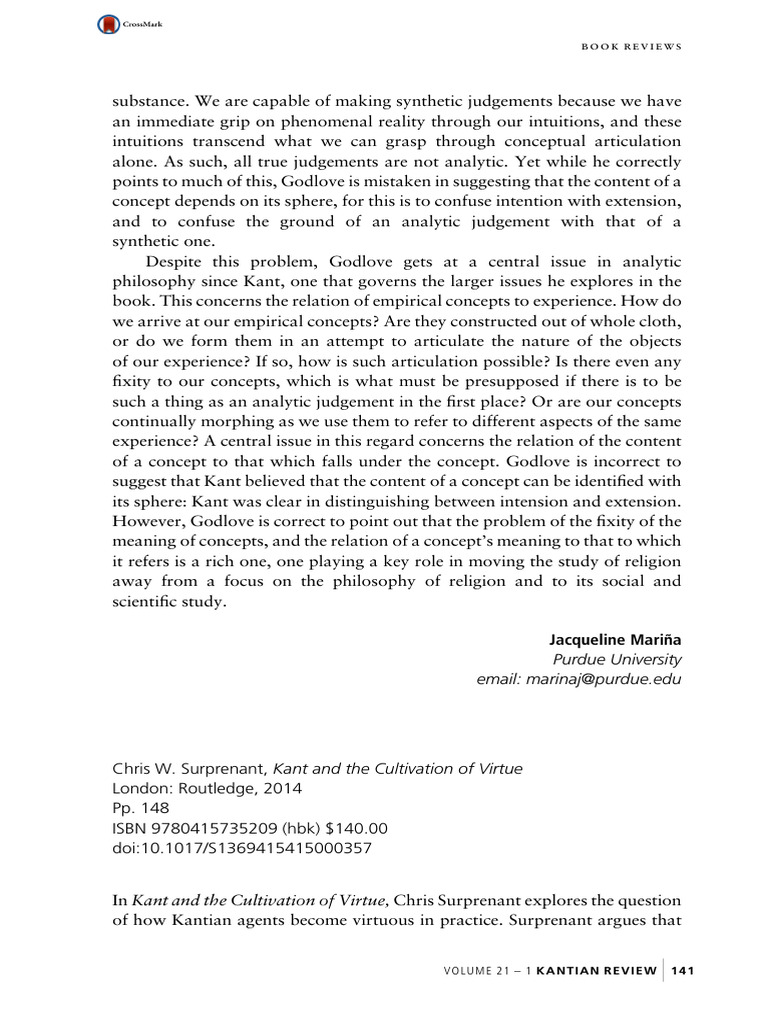 Kant and The Cultivation of Vi | PDF | Autonomy | Immanuel Kant