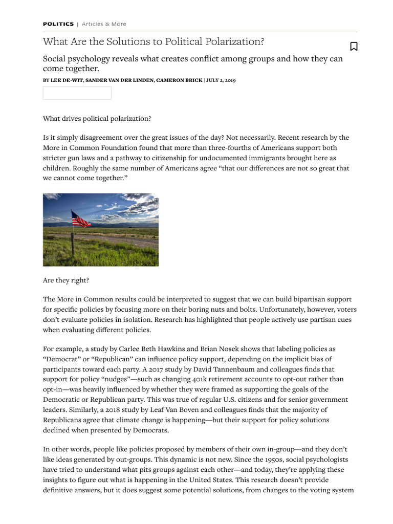 Solutions to Political Polarization | PDF | Voting | Citizenship