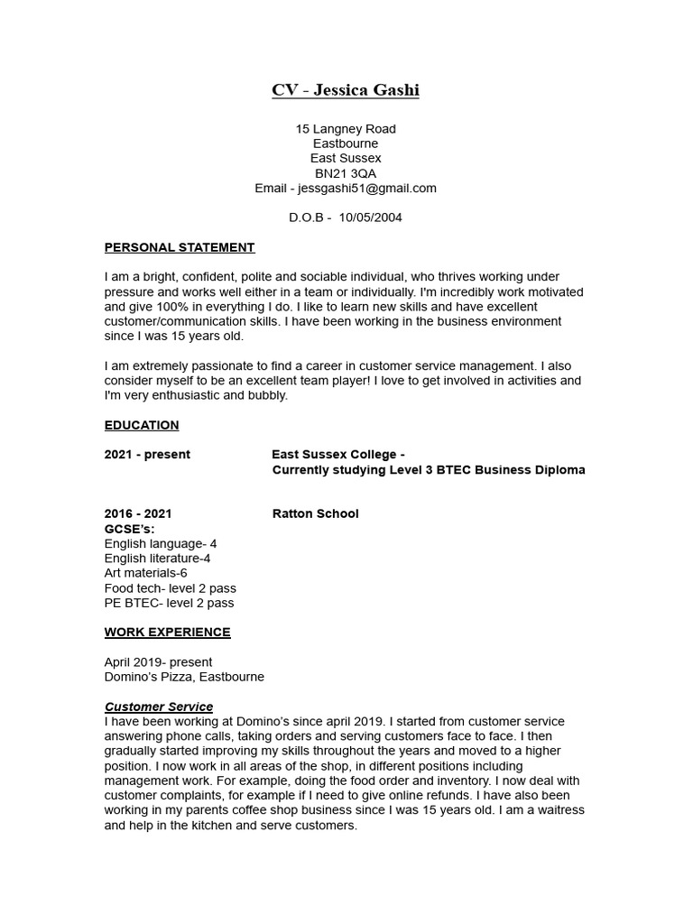 Jessica Gashi Cv | PDF