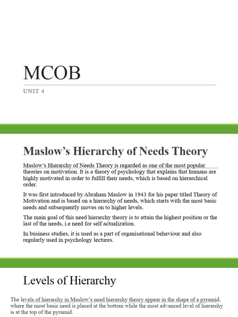 MCOB Unit 4 | PDF | Motivation | Motivational