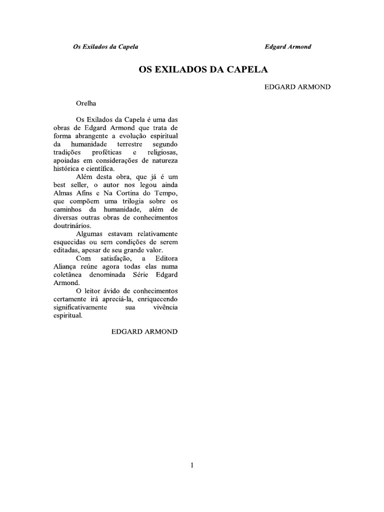 Os Exilados Da Capela Edgard Armond | PDF