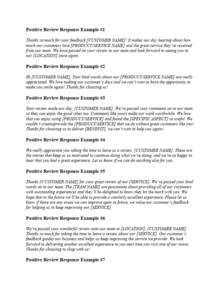 5-Star Review Responses | PDF