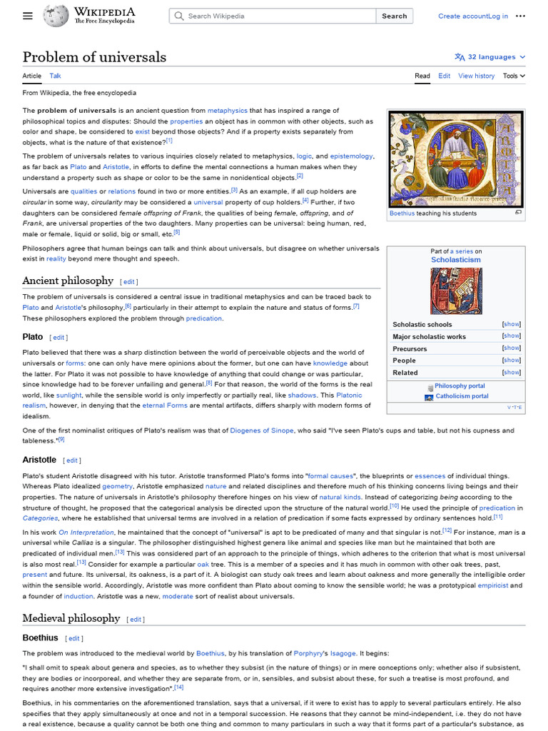 Problem of Universals - Wikipedia | PDF | Philosophical Theories ...