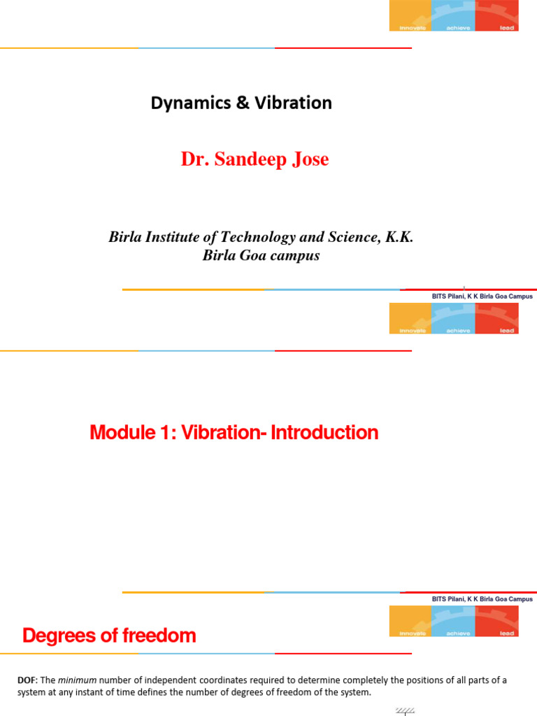 Dynamics & Vibration Course Guide | PDF | Damping | Force