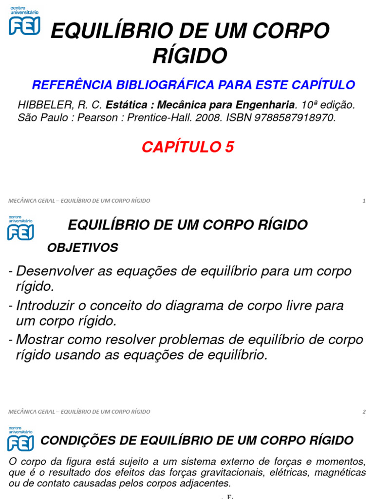 Aula 2 - Estática - Equilíbrio de Um Corpo Rígido | Download grátis PDF ...