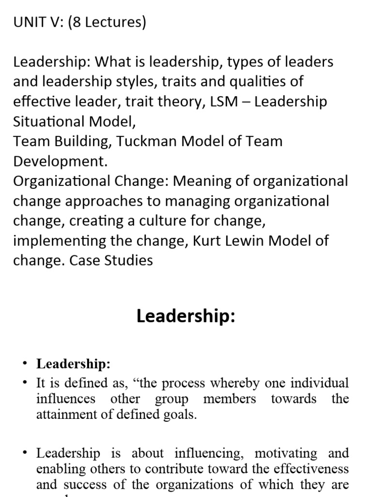 Unit 5 MC&OB | PDF | Leadership | Psychology