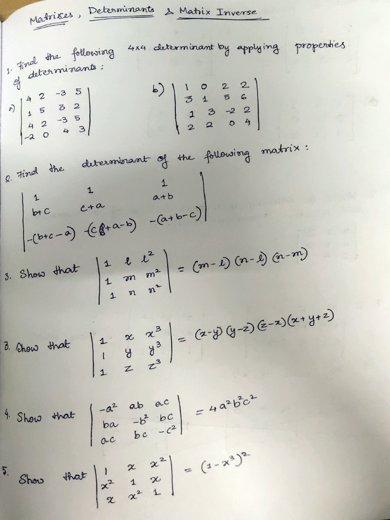 Determinants problem set | PDF