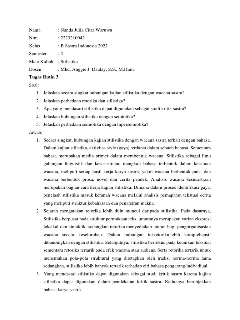 Nanda Julia - 2223210042 TR 3 STILISTIKA | PDF