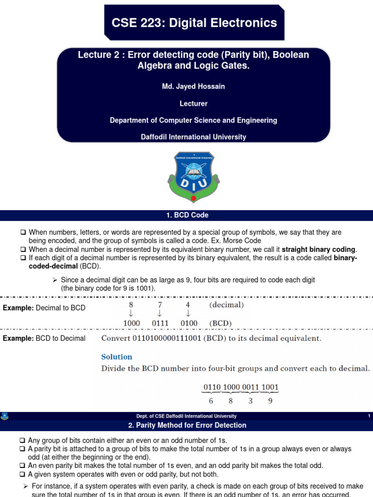 Error Detection and Logic Gates Explained | PDF | Logic Gate | Boolean ...