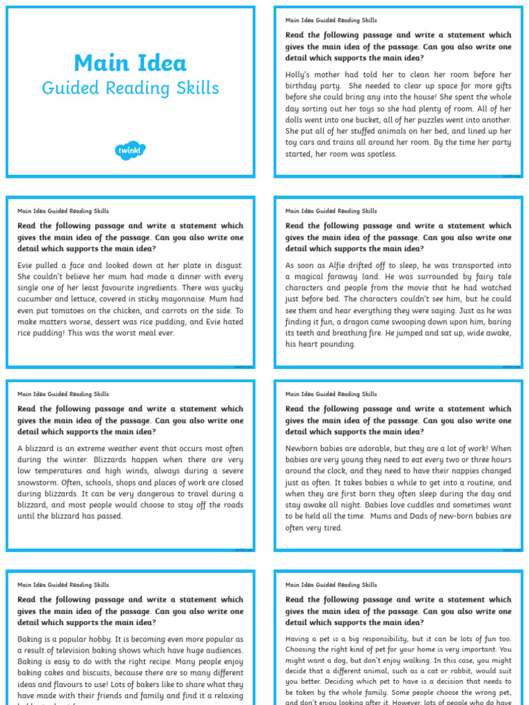 Main Idea Reading Practice Guide | PDF