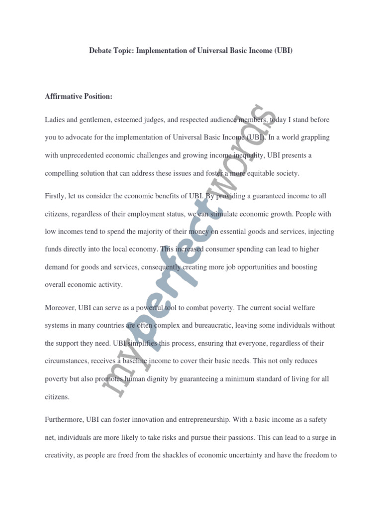 Affirmative and Negative Debate Example PDF | PDF | Inflation | Income