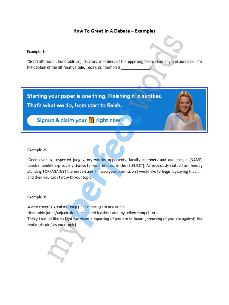 How To Greet in A Debate Examples 1 PDF | PDF