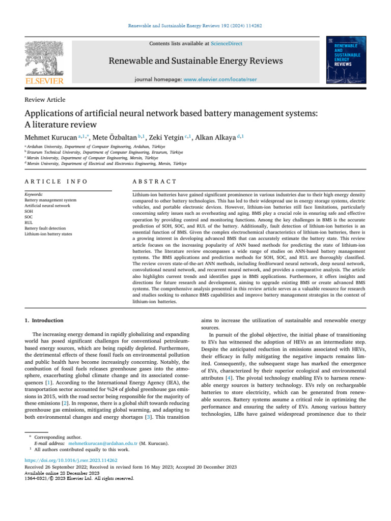 ANN-Based Battery Management Systems | PDF | Artificial Neural Network ...