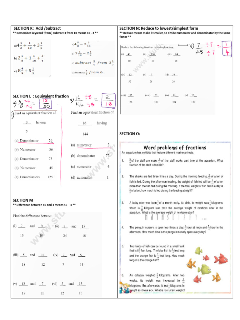 QB_Fraction worksheet- 2 | PDF