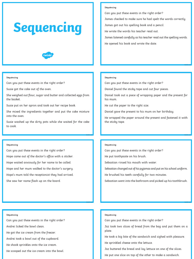 Event Sequencing Activities for Kids | PDF | Cakes | Foods