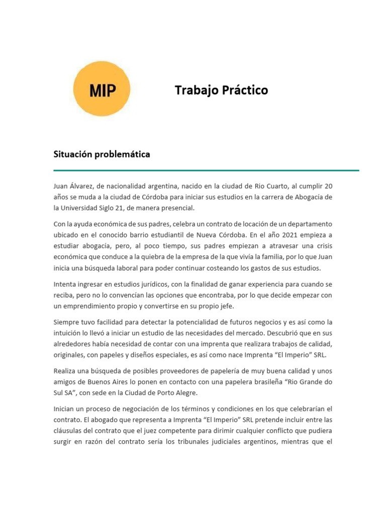 TP - Situación Problemática | PDF | Abogado | Arbitraje