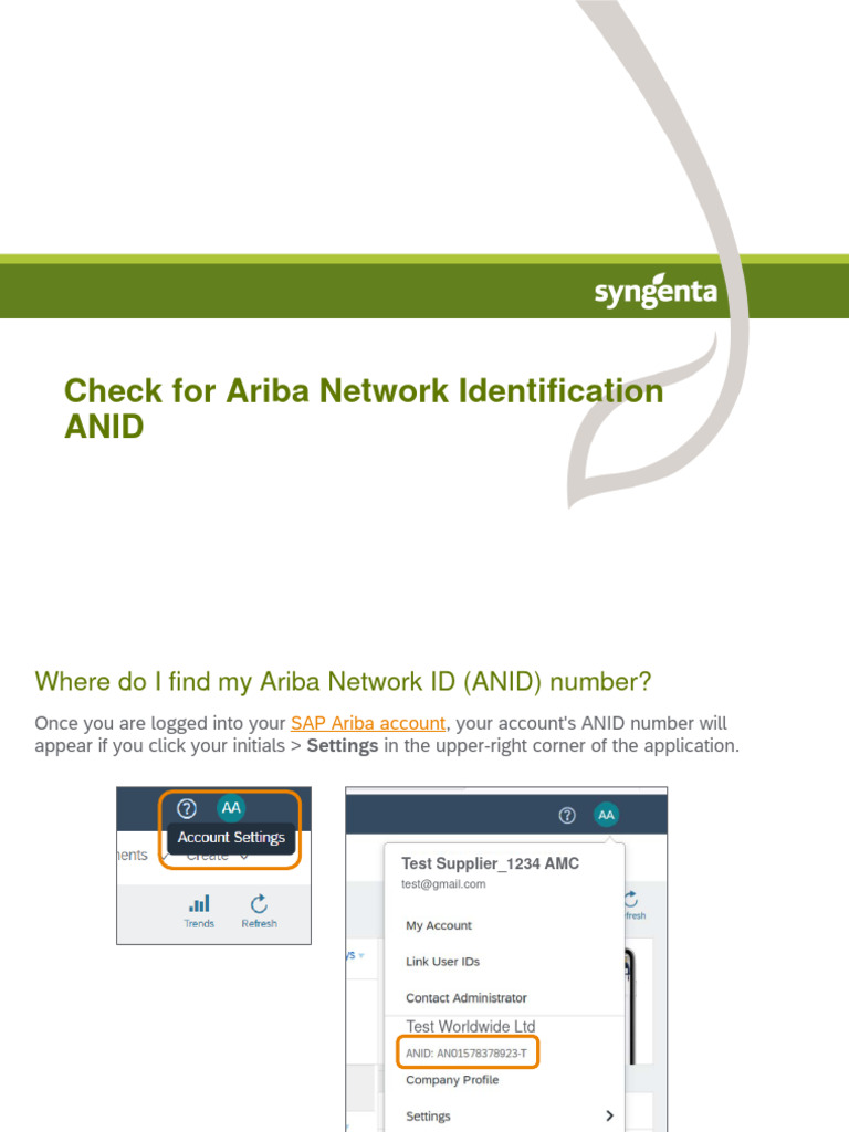 Finding Your Ariba Network ID (ANID) | PDF