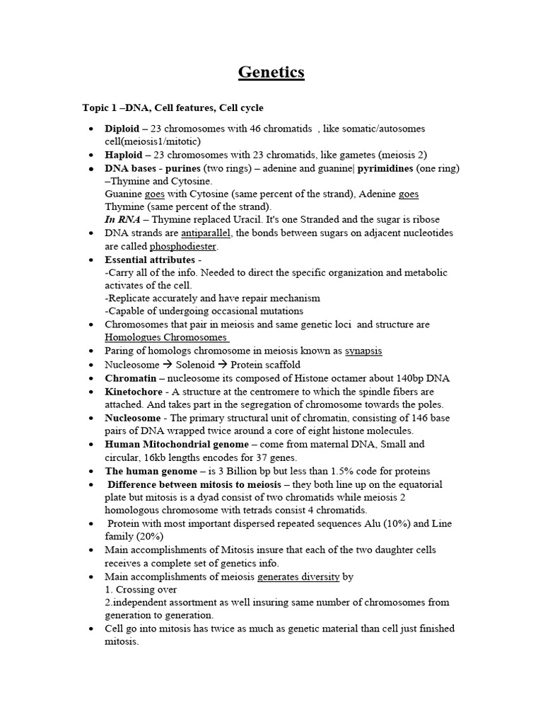 Summary genetics | PDF | Gene | Translation (Biology)