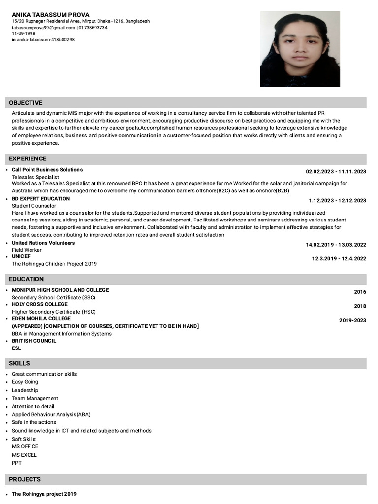 Anika Tabassum Prova | PDF | Business