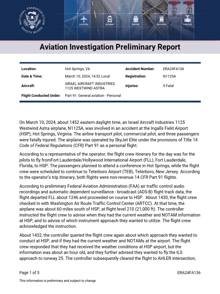 Aviation Investigation Preliminary Report | PDF | Instrument Flight ...
