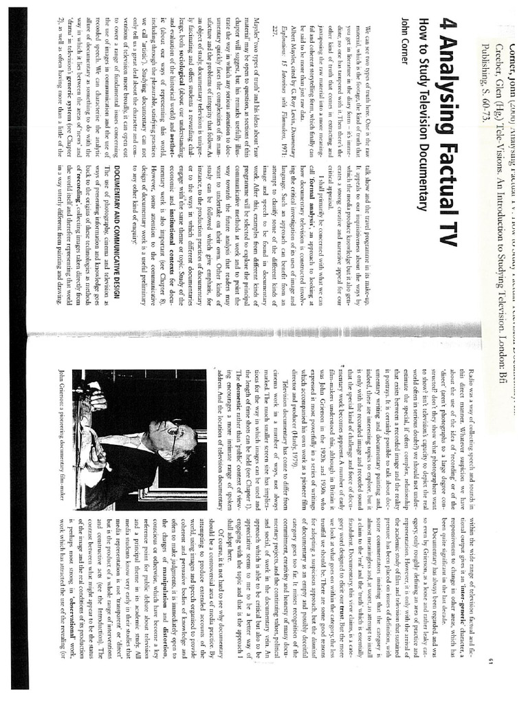 Corner-Analysing Factual TV | PDF