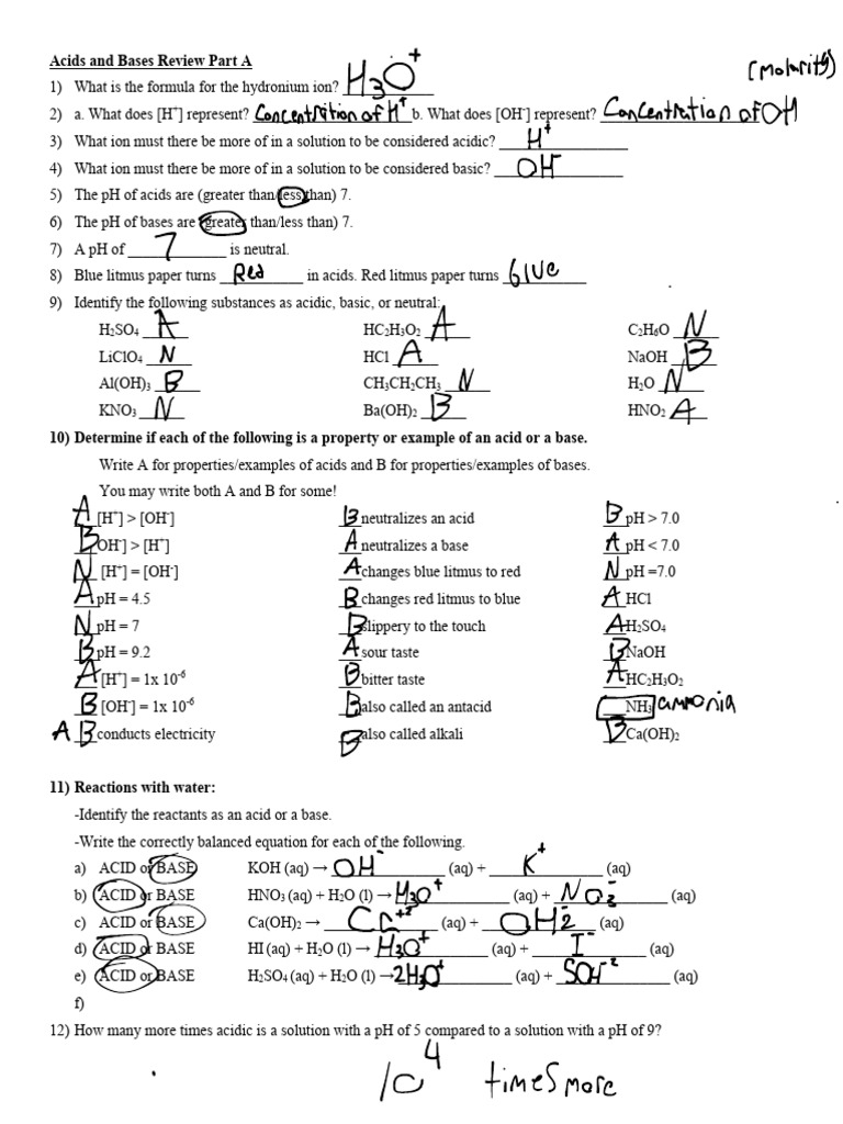 Review +Acids+and+Bases+Part+a+2024 | PDF | Acid | Ph