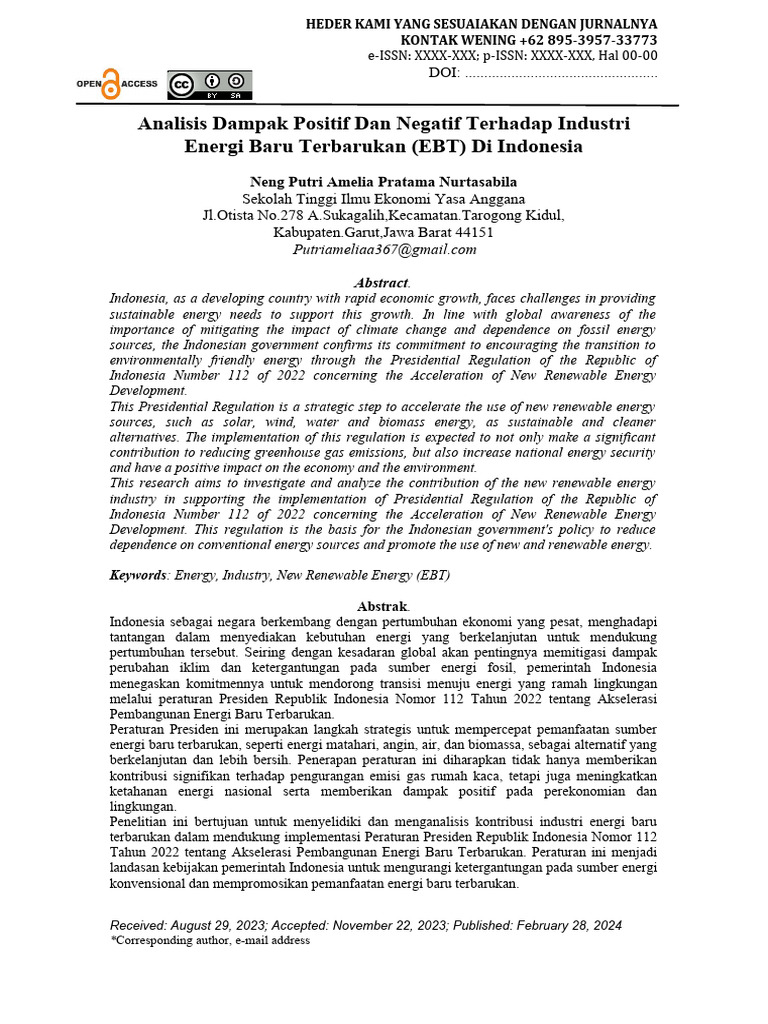 Neng Putri Amelia 5C - Artikel Ilmiah (EBT) | PDF | Renewable Energy ...