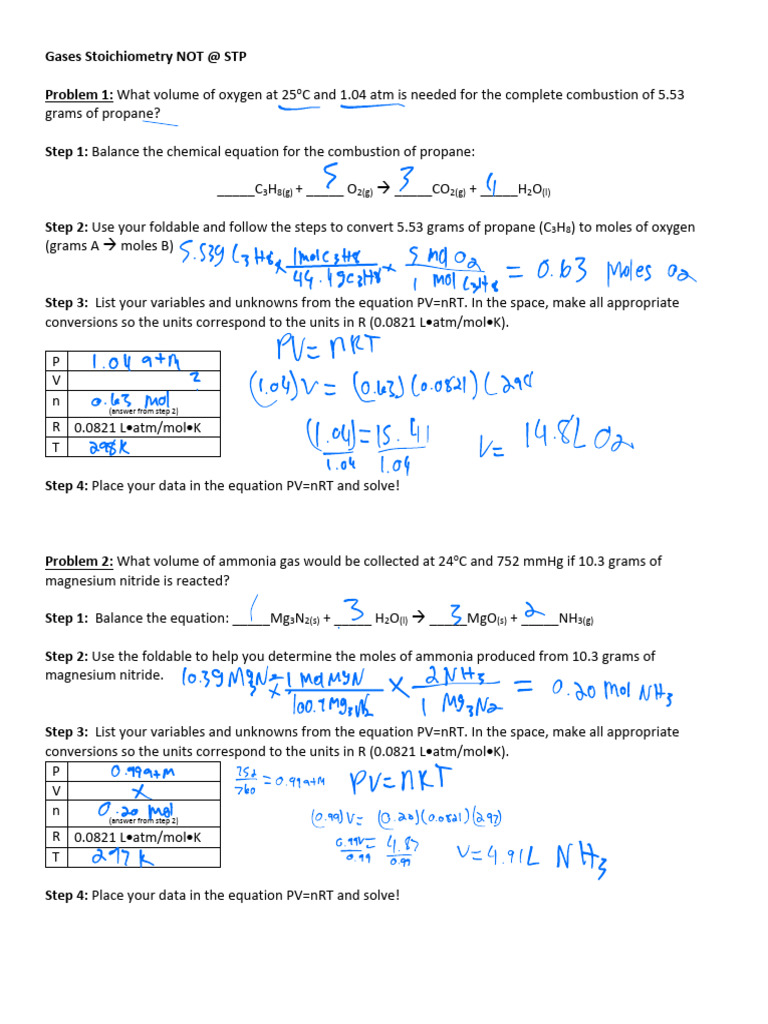 Gas Stoichiometry NOT at STP | PDF