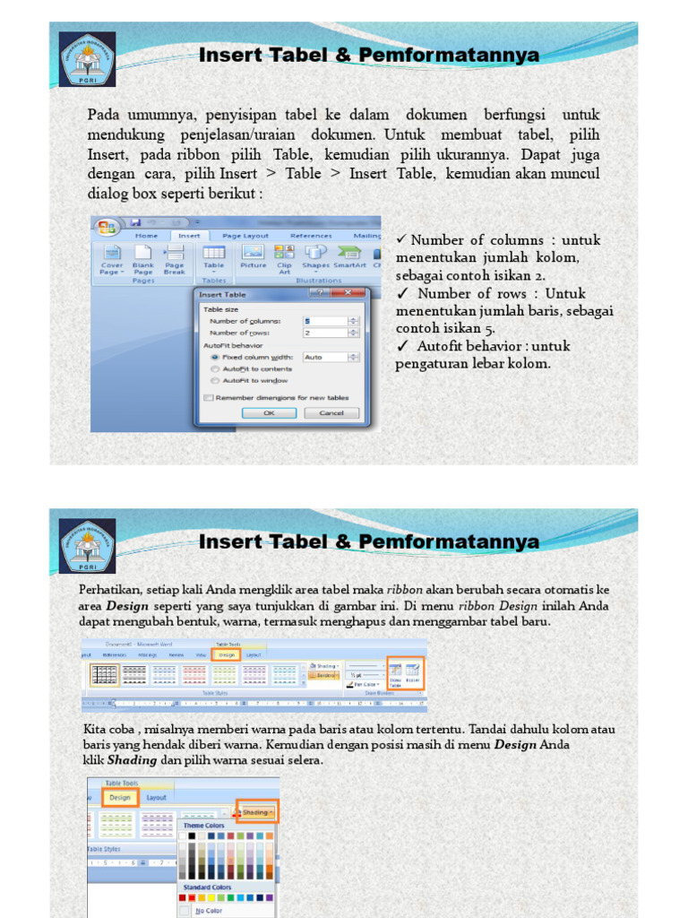 SESI 4 - Tabel Dan Pemformatannya | PDF