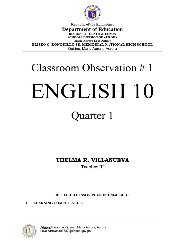 Lesson Plan - COT 1 | PDF | Chart | Pie Chart
