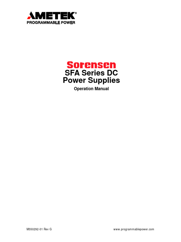 SFA-Series Operation Manual M550292-01 | PDF | Power Supply ...