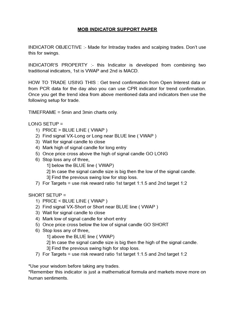 MOB Indicator for Intraday Trading | PDF