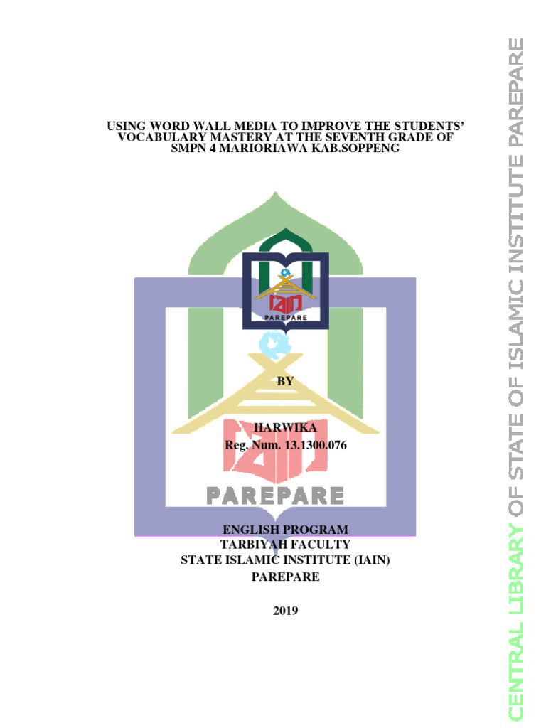 Using Word Wall Media To Improve The Students' Vocabulary Mastery at The Seventh Grade of SMPN 4 ...