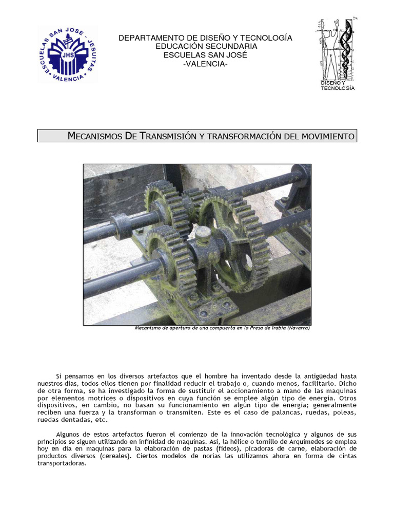 Mecanismos de Transmisión y Transformación Del Movimiento | PDF | Engranaje | Eje