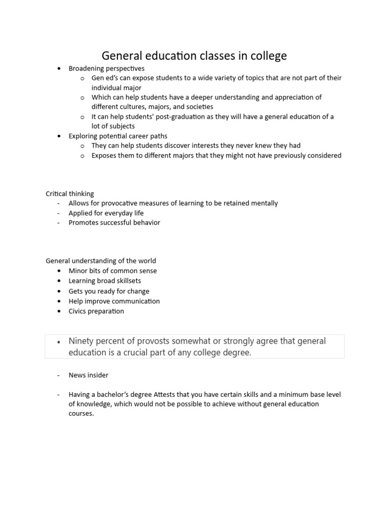 General Education Classes in College | PDF | Knowledge | Learning