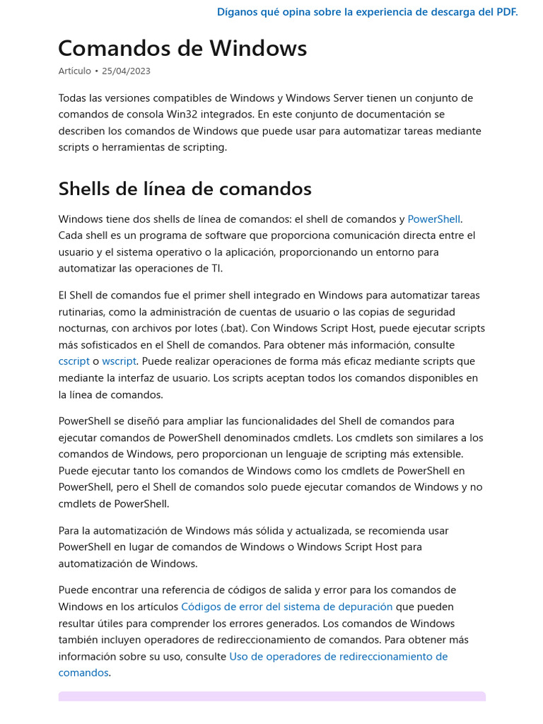 Comandos Power Shell | PDF | Lenguaje de escritura | Archivo de computadora