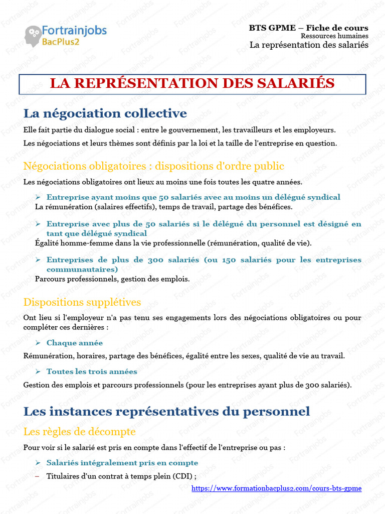 Représentation des salariés en entreprise | PDF | Travail | Relations ...