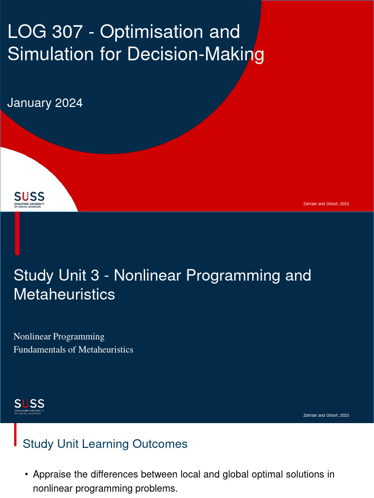 Nonlinear Programming & Metaheuristics Guide | PDF | Metaheuristic ...