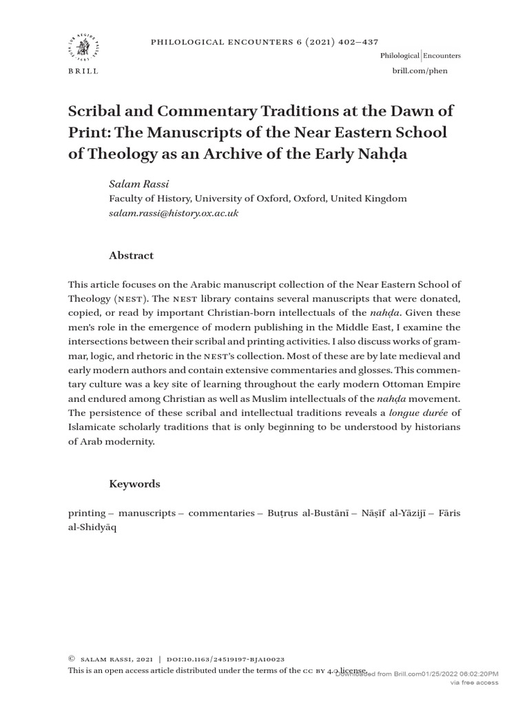 Scribal and Commentary Traditions at The Dawn of Print: The Manuscripts ...